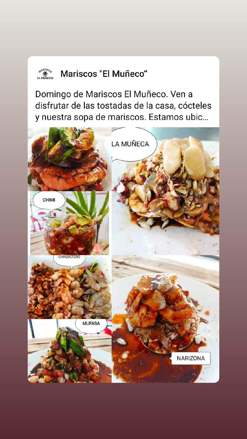 Menu at Mariscos El Muñeco restaurant, Navojoa