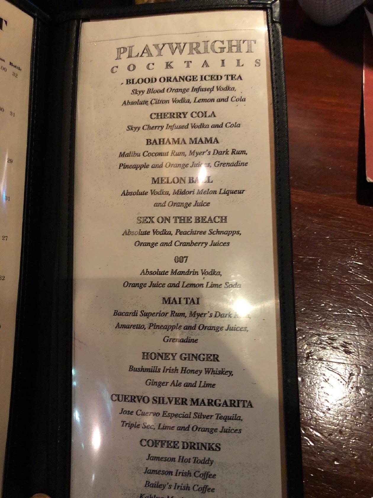 Menu at Playwright pub & bar, West New York, 202 W 49th St
