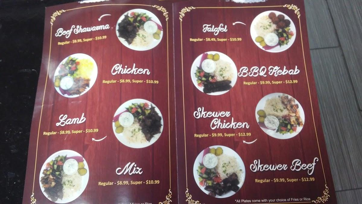 Menu at Shawarma Corner restaurant, New Westminster
