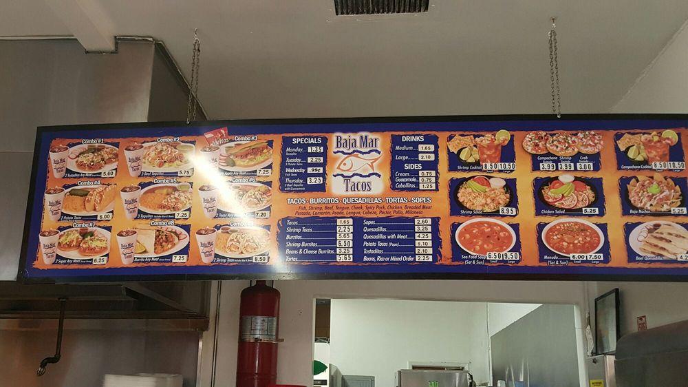 Menu at Baja Mar Taco fast food, Pico Rivera
