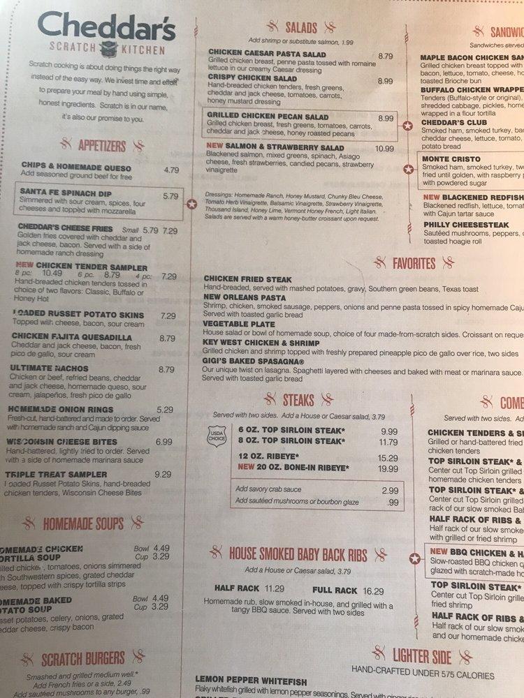 Menu at Cheddar's Scratch Kitchen restaurant, Daytona Beach, W ...