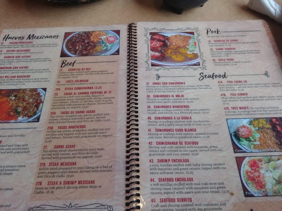 Menu at Fiesta Mexicana restaurant, Red Wing