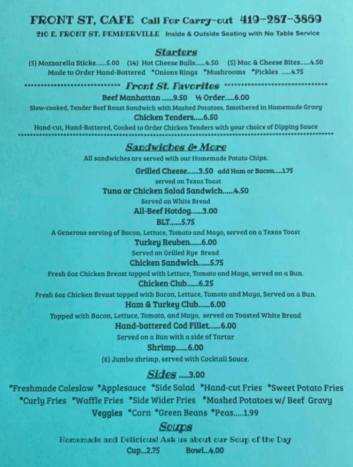Menu at Front Street Cafe, Pemberville