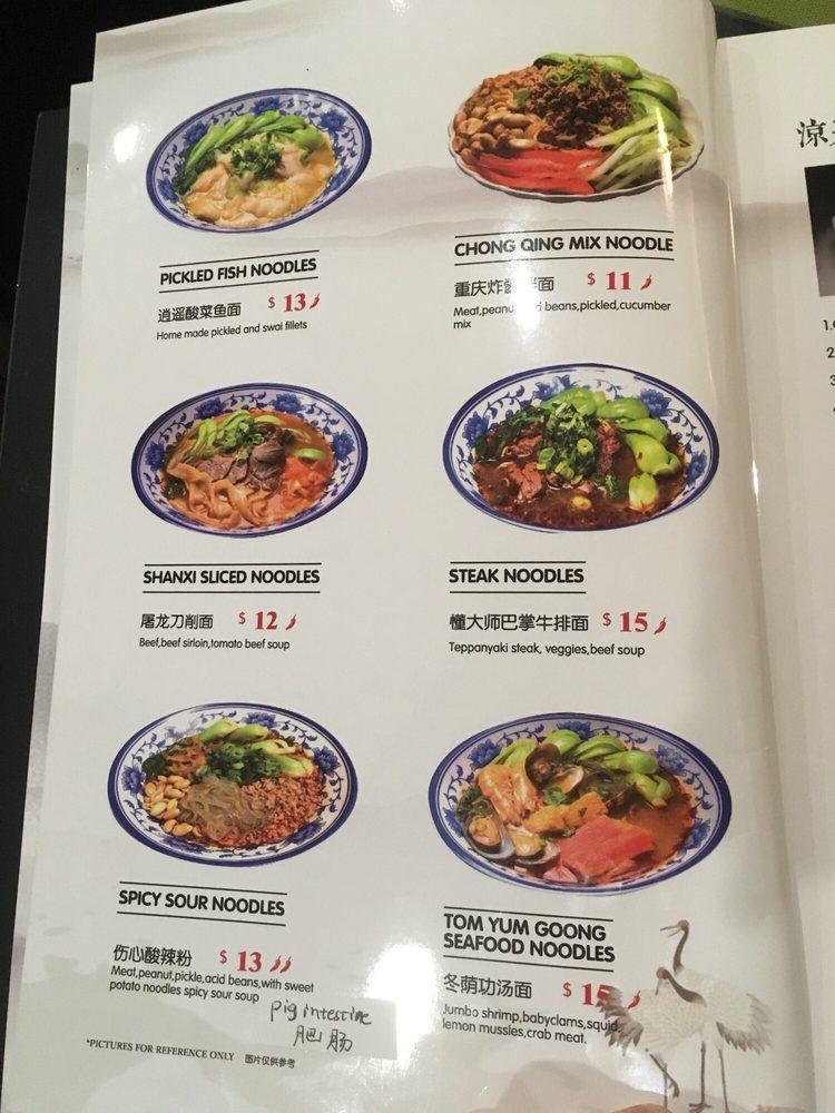 Menu at Meet Noodles restaurant, Nashville