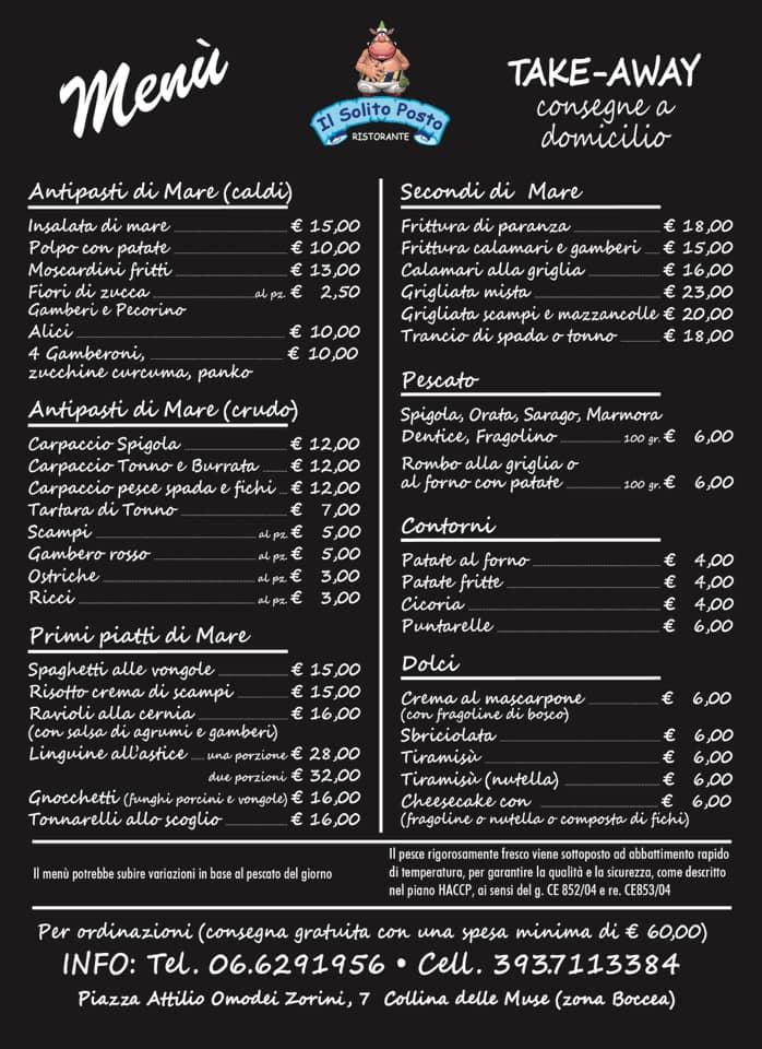 Menu da Ristorante Il Solito Posto, Roma