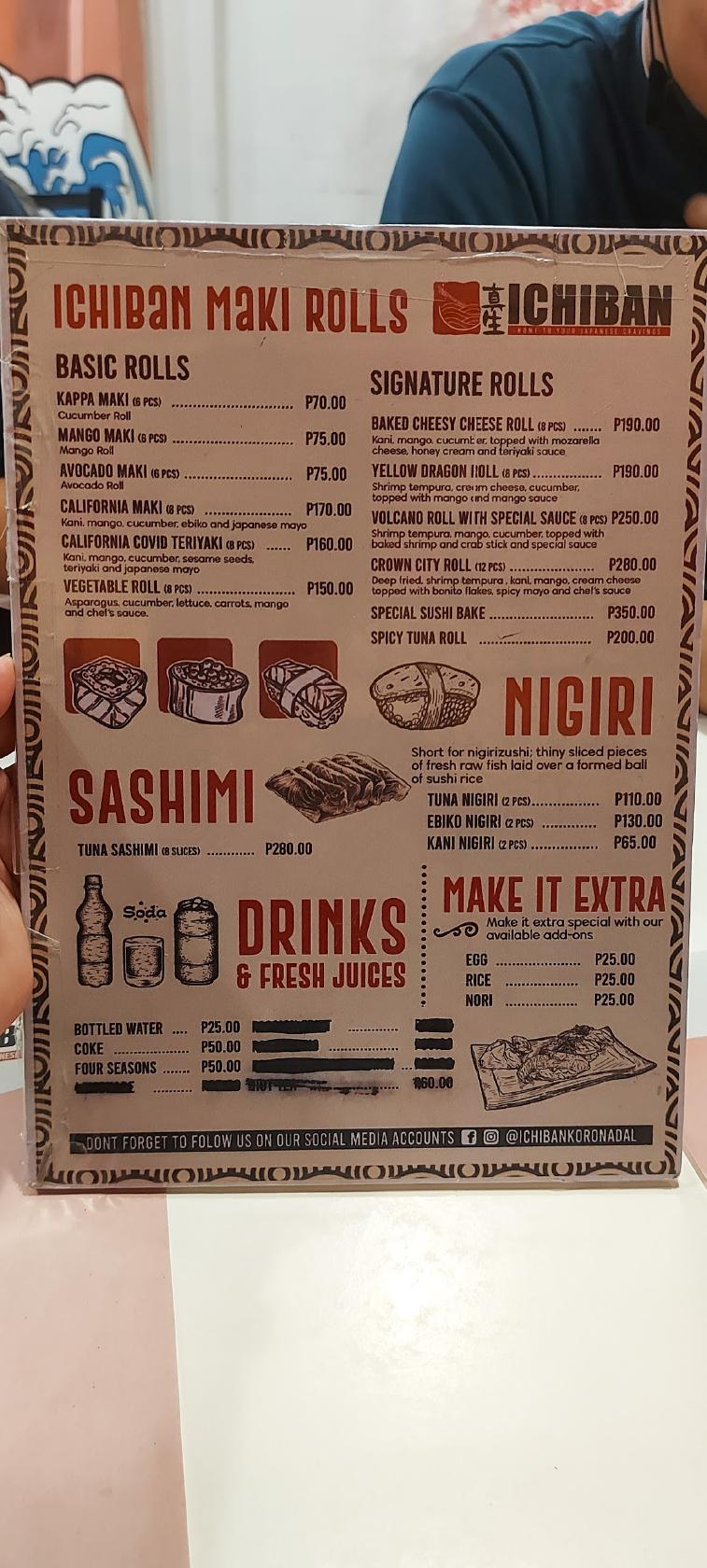 Menu at Ichiban Japanese Restaurant, Koronadal City