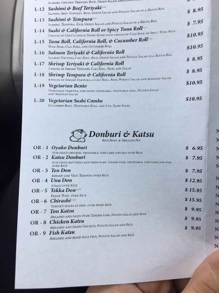 Menu at Sachiko Sushi restaurant, Tucson, N Wilmot Rd