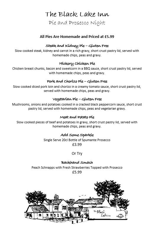 Menu at The Black Lake Inn pub & bar, Stoke-on-Trent