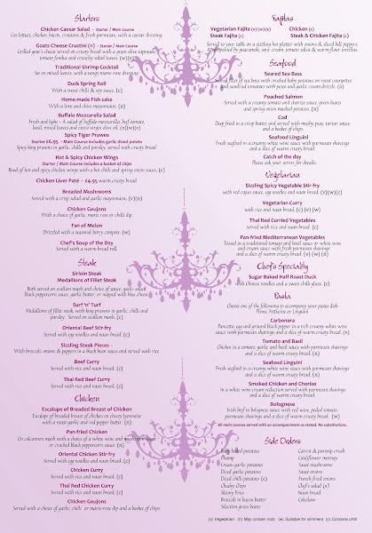 Menu at The Whistledown Hotel restaurant, Warrenpoint