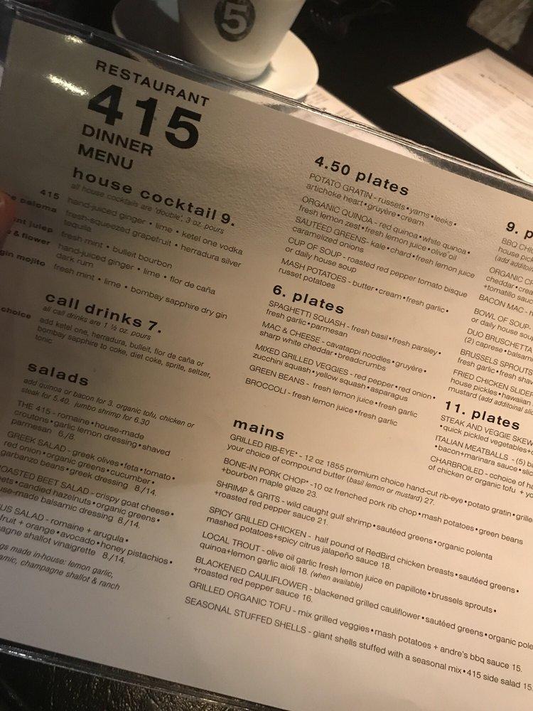 Menu at 415 pub & bar, Fort Collins