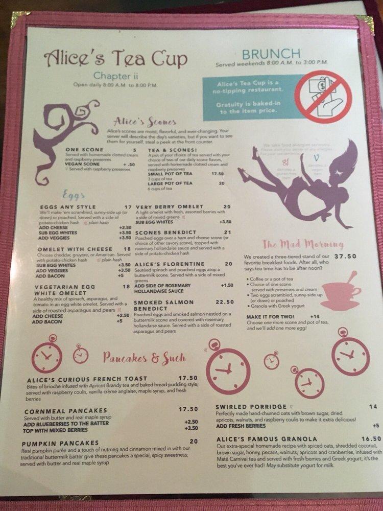 Menu at Alice's Tea Cup, Chapter 2 cafe, West New York, 156 E 64th St