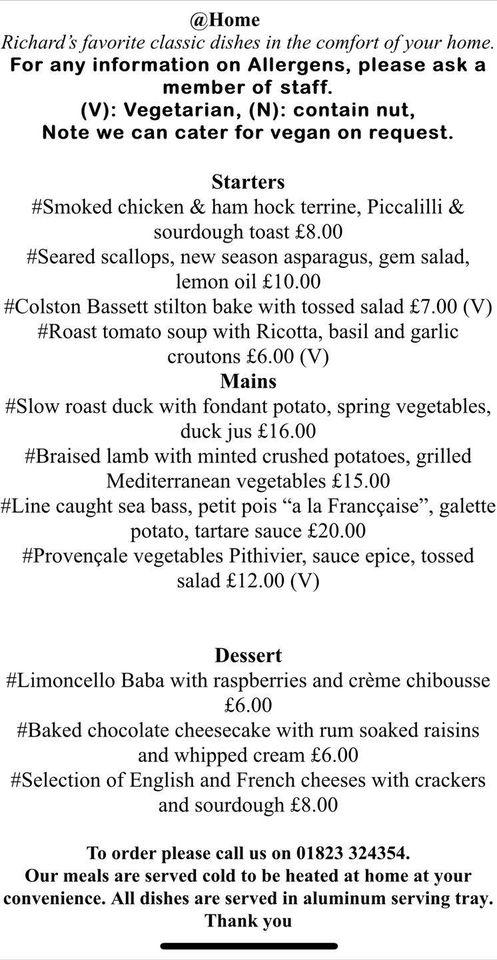 Menu at Augustus Restaurant, Taunton