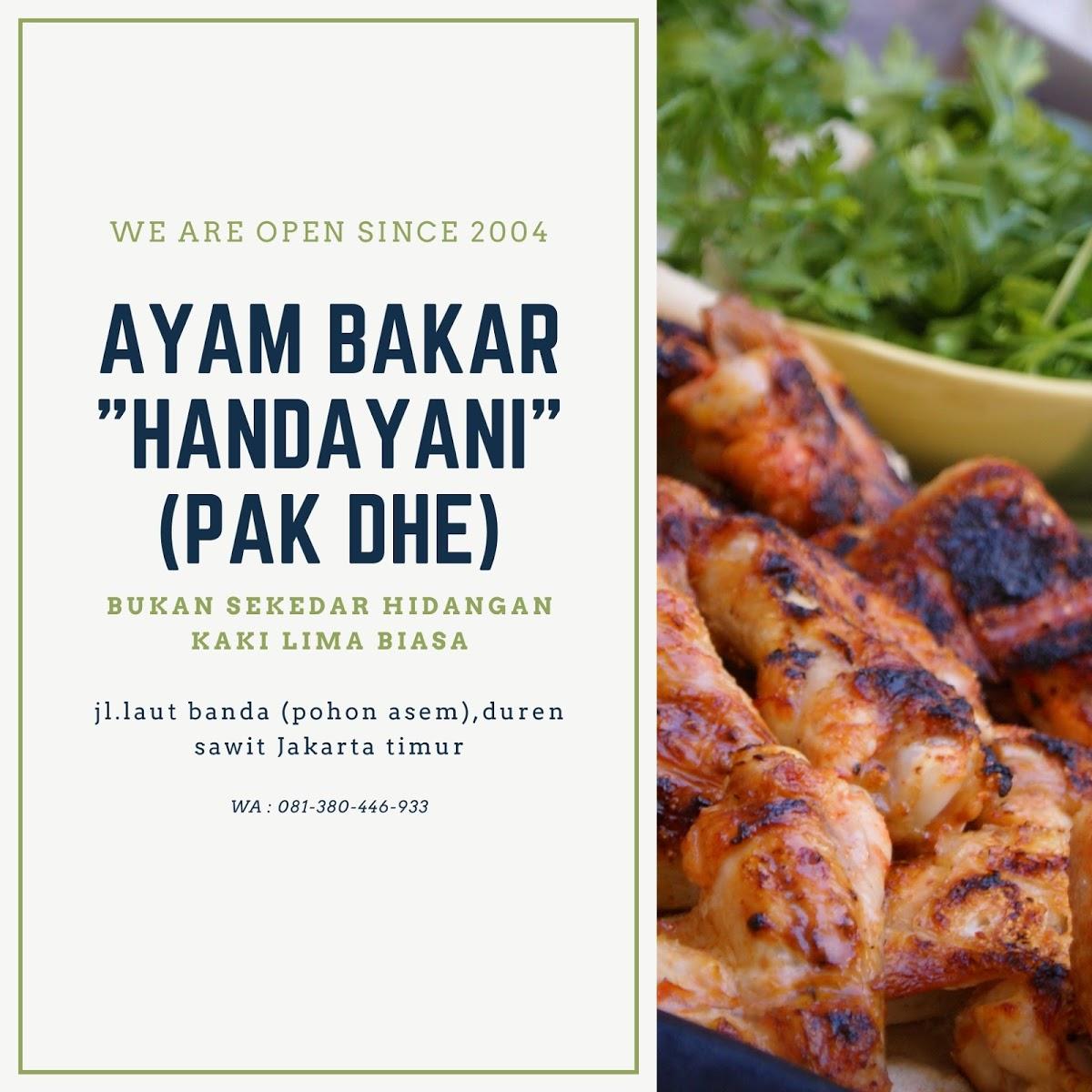 Carta del restaurante Ayam Bakar Pak Dhe ( Handayani ), Yakarta Oriental