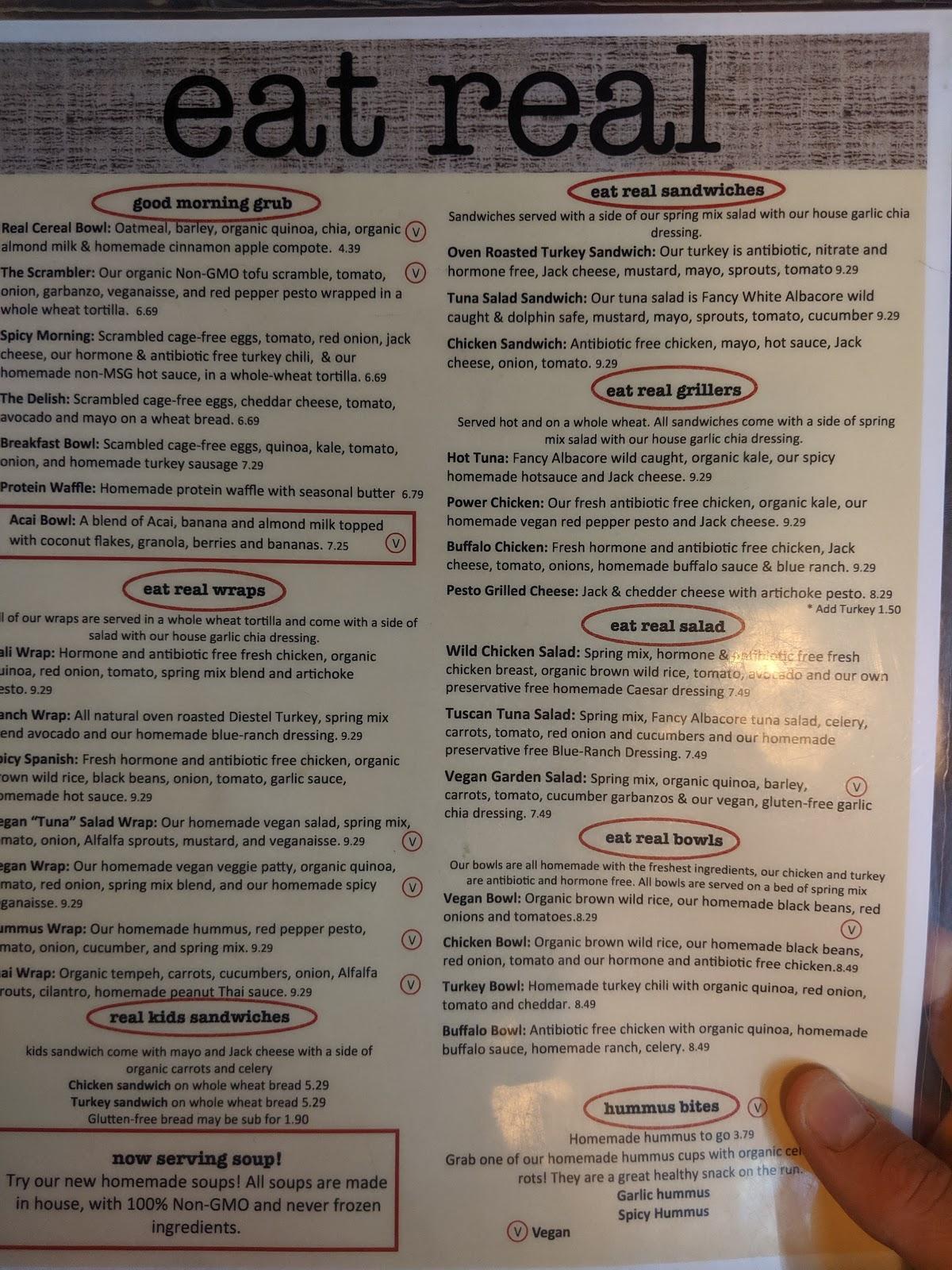 Menu at Eat Real Cafe #2, Santa Clarita, 27530 Newhall Ranch Rd