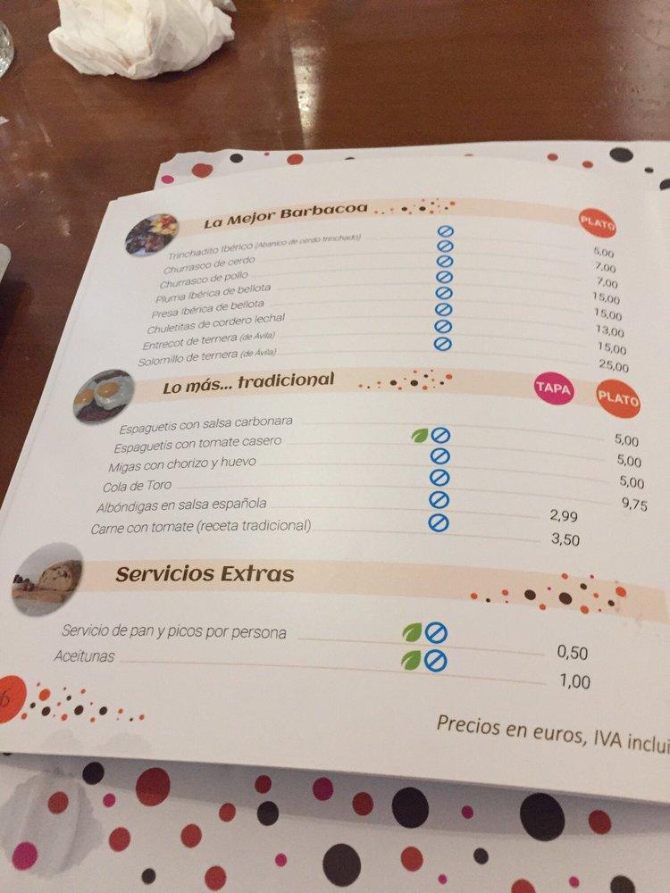 Carta de La Laguna Restaurante y Tapería, Gerena