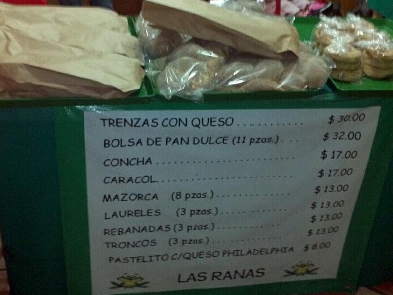 Menu at Las Ranas, Villahermosa