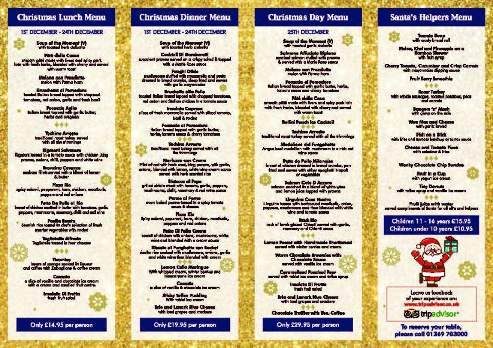 Menu at Rio Ristorante restaurant, Dunoon