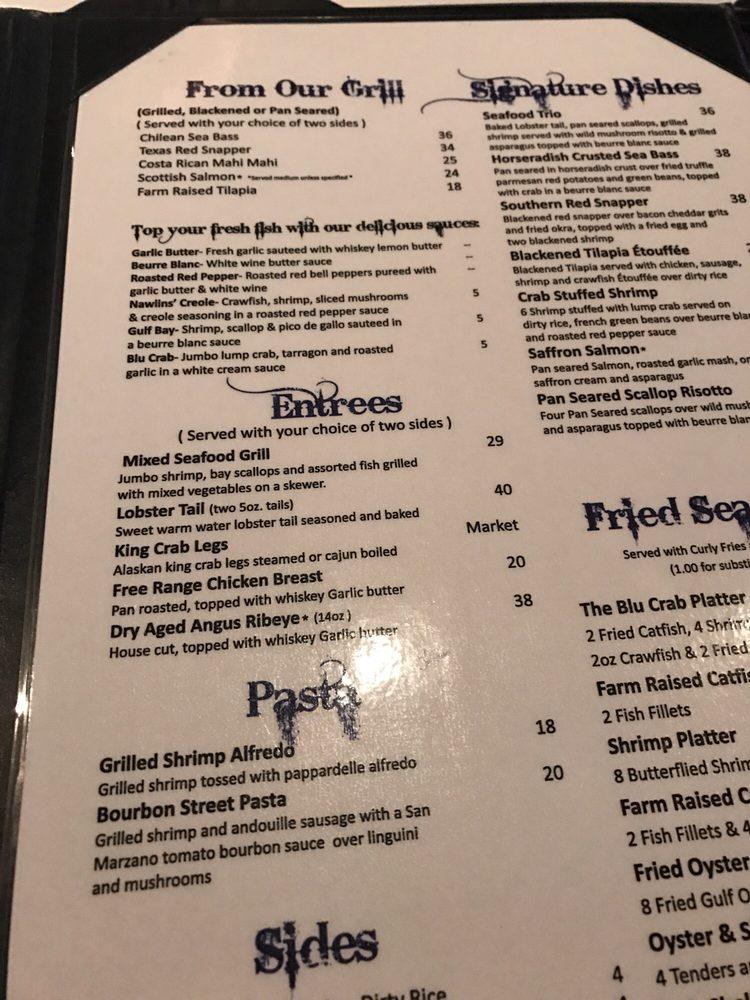 Menu at The Blu Crab Seafood House & Bar, Fort Worth