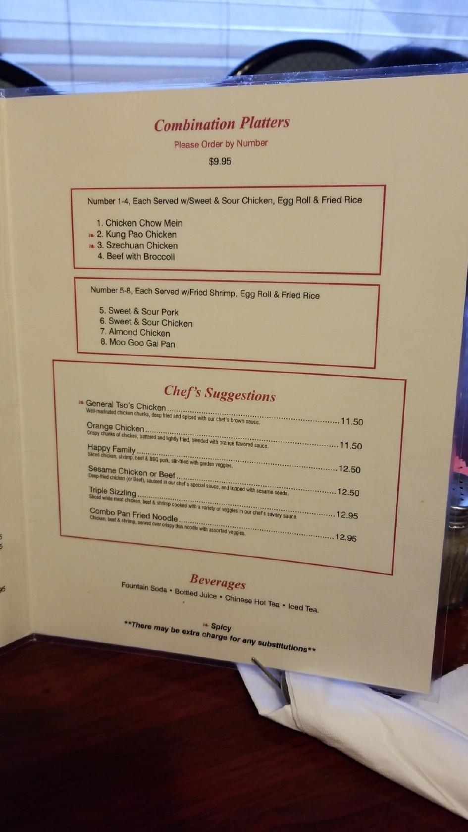 Menu at China Palace Restaurant, St. George