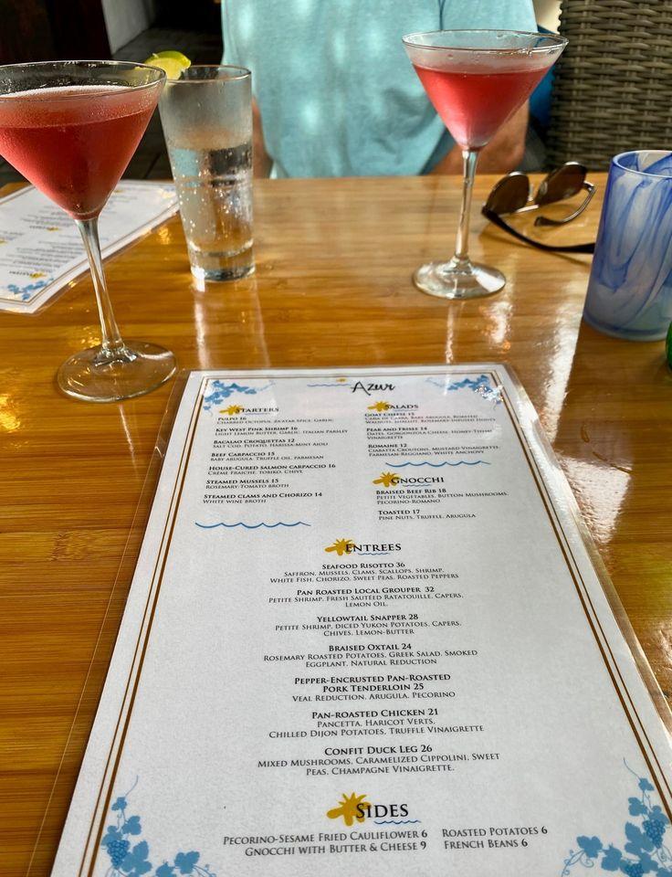 Menu at Azur Restaurant, Key West