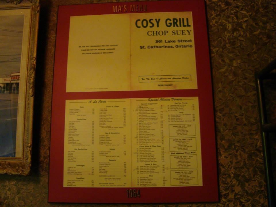Menu at Cosy Restaurant & Tavern, St. Catharines