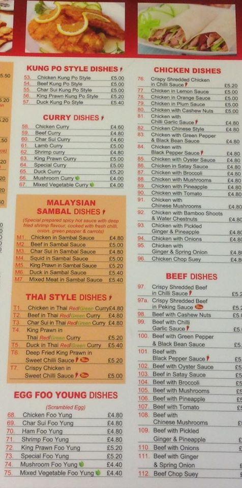 Menu at Fortune Kitchen fast food, Nottingham