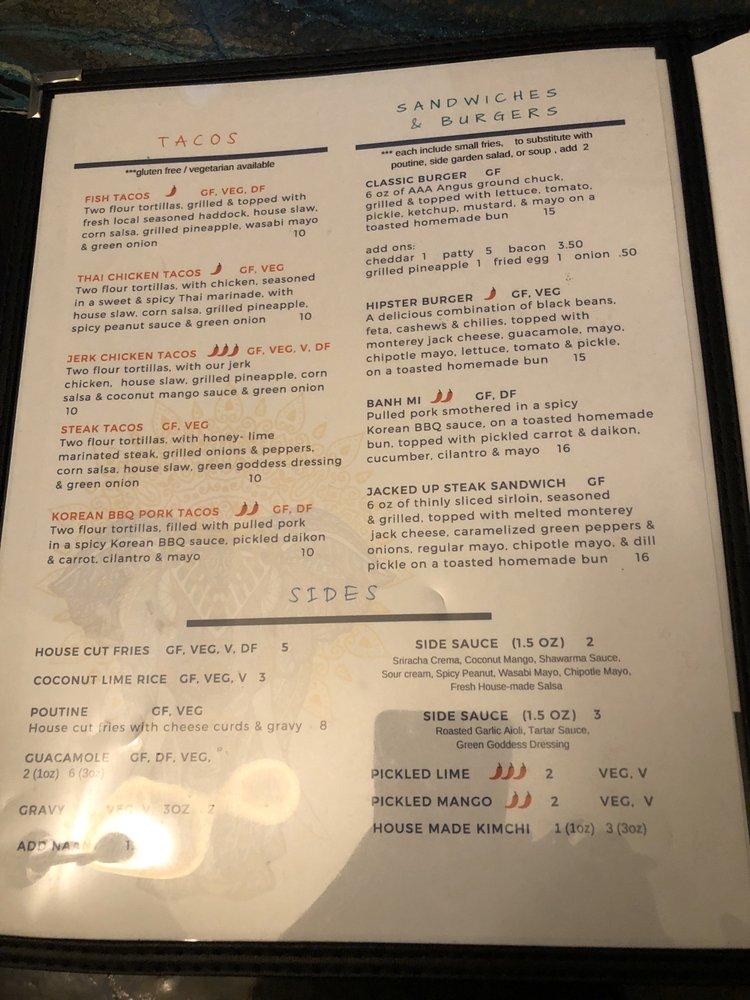 Menu at Gaia Global Kitchen restaurant, Yarmouth
