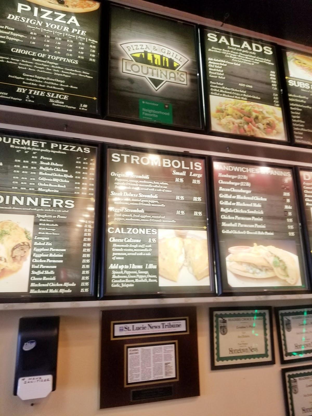 Menu at Loutina's Pizza pizzeria, Lakewood Park