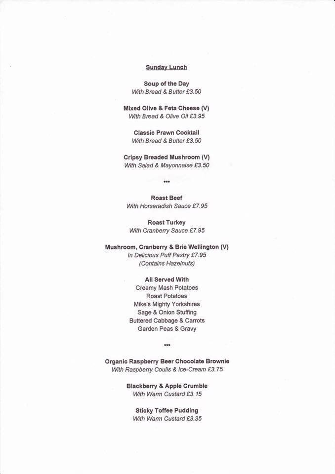 Menu at Menston Arms pub & bar, Ilkley