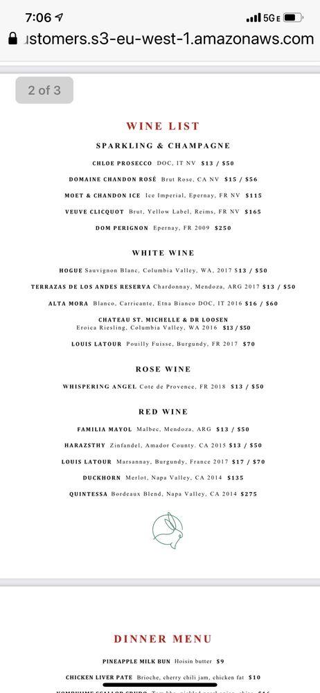 Menu at Moon Rabbit DC pub & bar, Washington