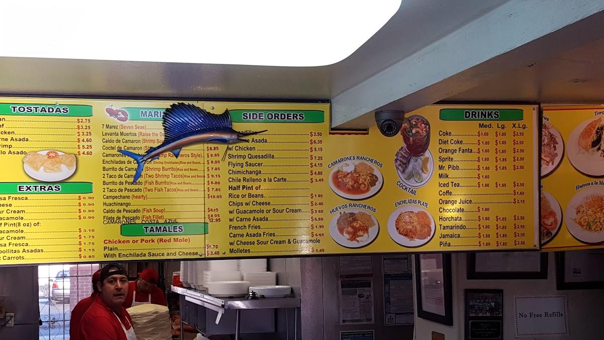 Menu at Oscar's Mexican Food restaurant, San Marcos