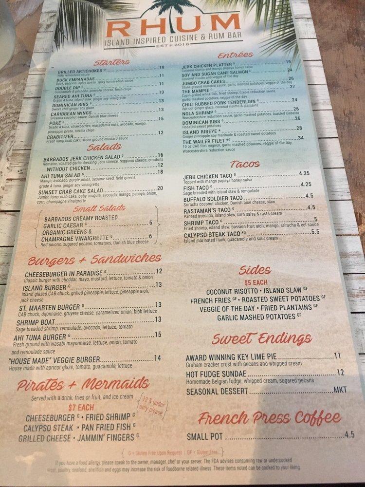 Menu at RHUM restaurant, Patchogue