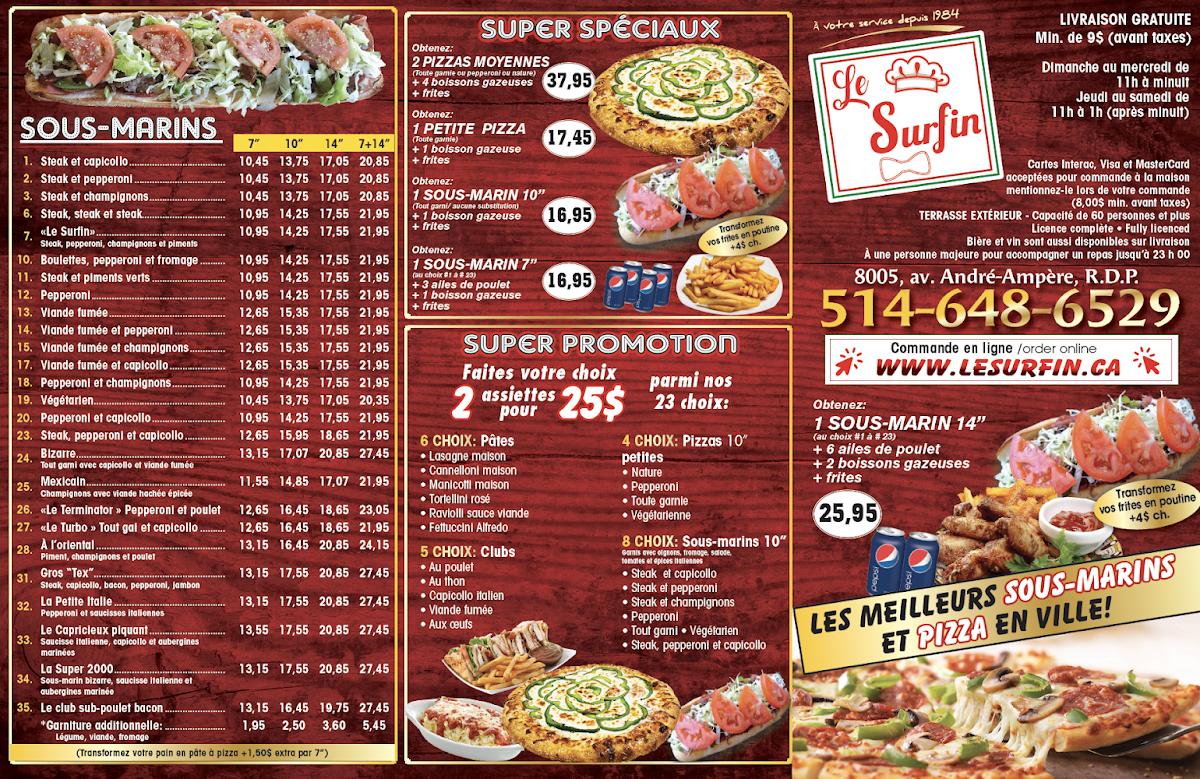 Carta de RESTAURANT LE SURFIN (Apportez Votre Vin!), Montréal
