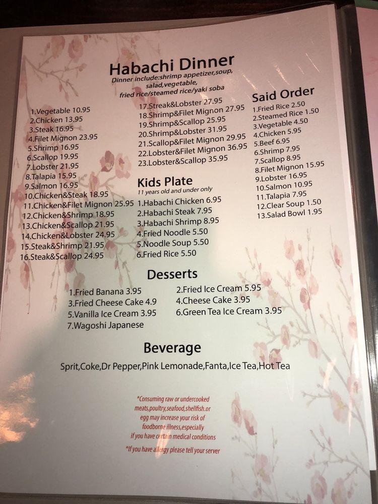 Menu at Sakura Noodle House & Sushi Bar, Lubbock