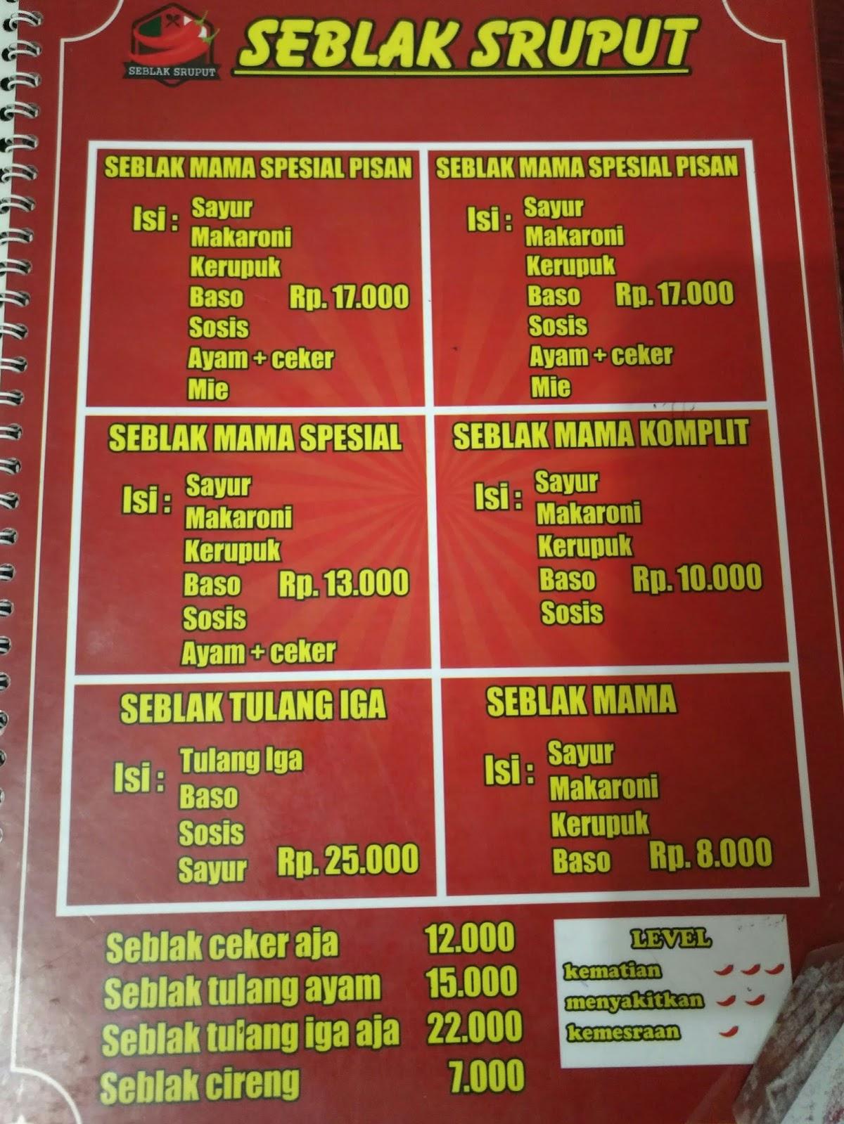 Menu at Seblak Sruput Pakuan cafe, Bogor, Jl. Pakuan No.41