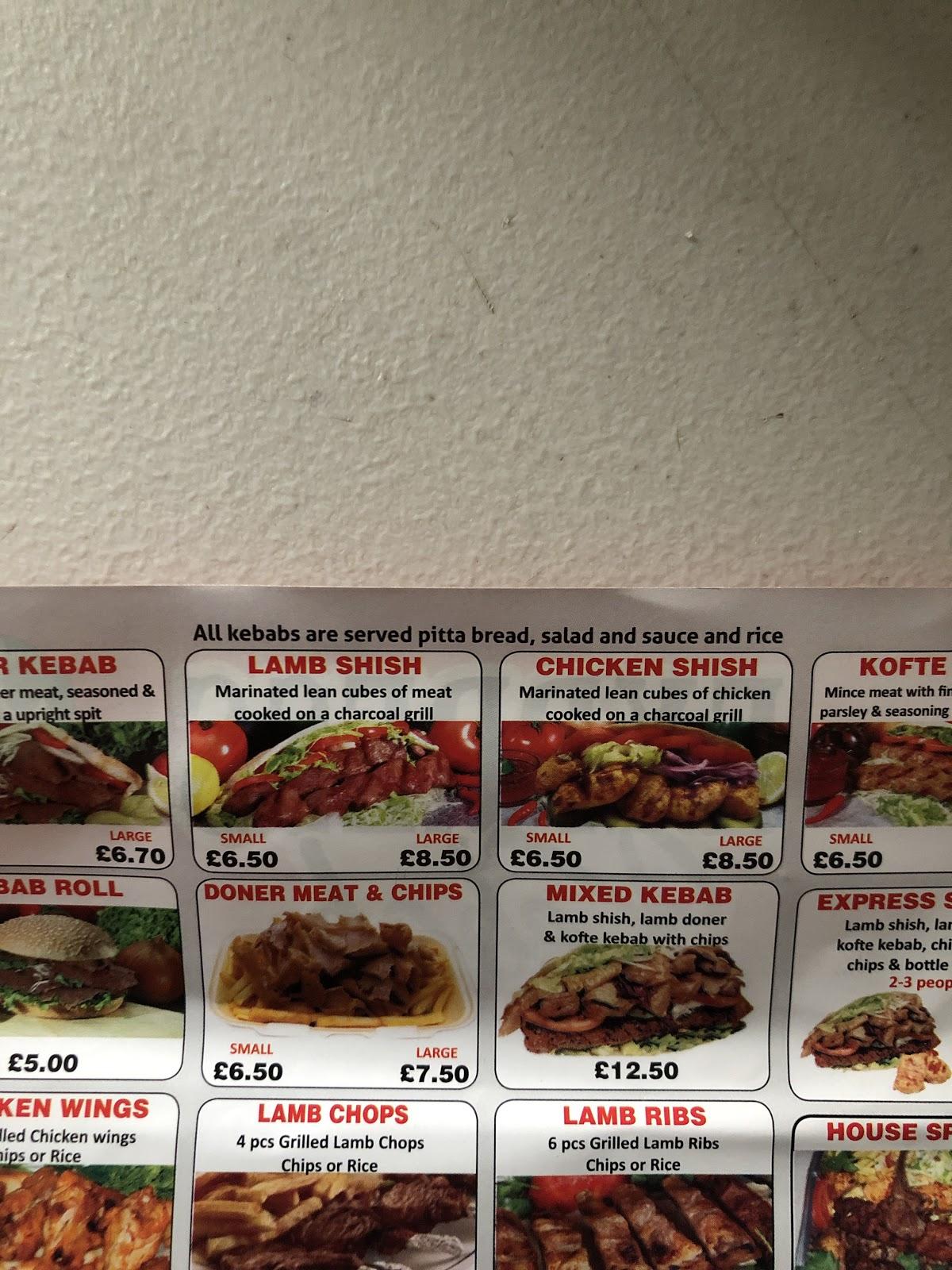 Menu at Express Kebab, Luton