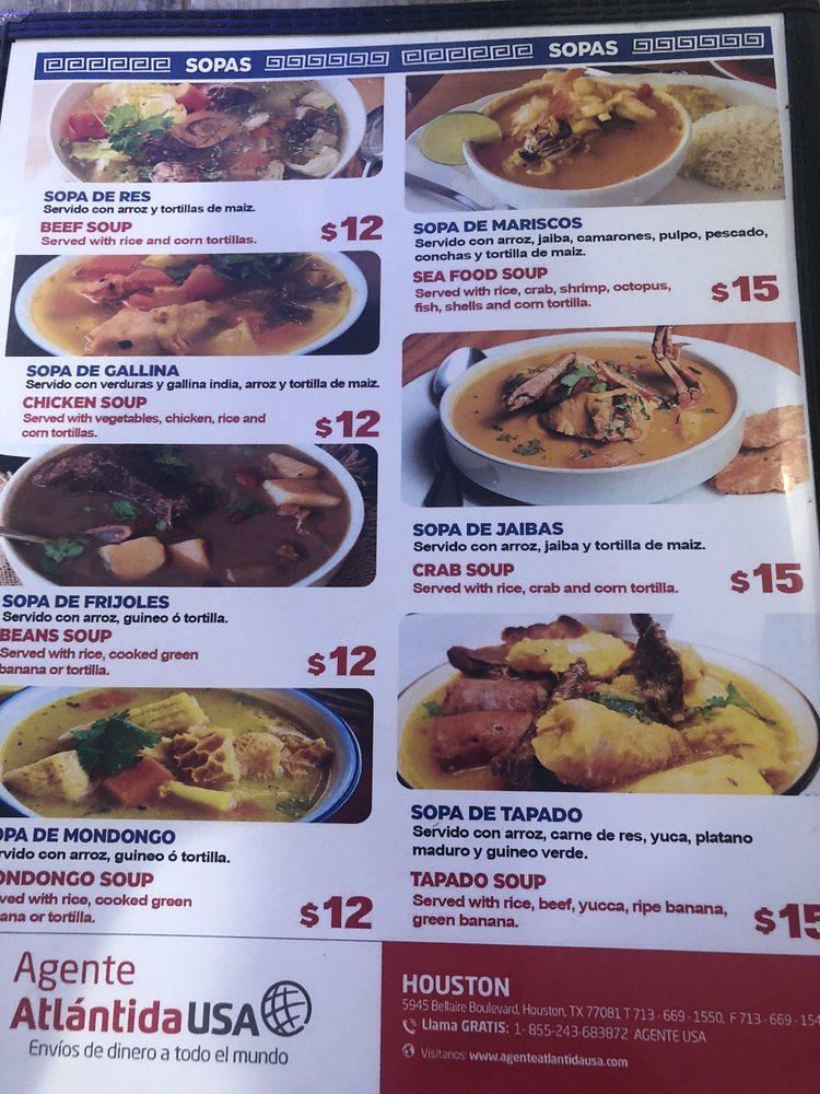 Menu at Honduras pub & bar, Houston