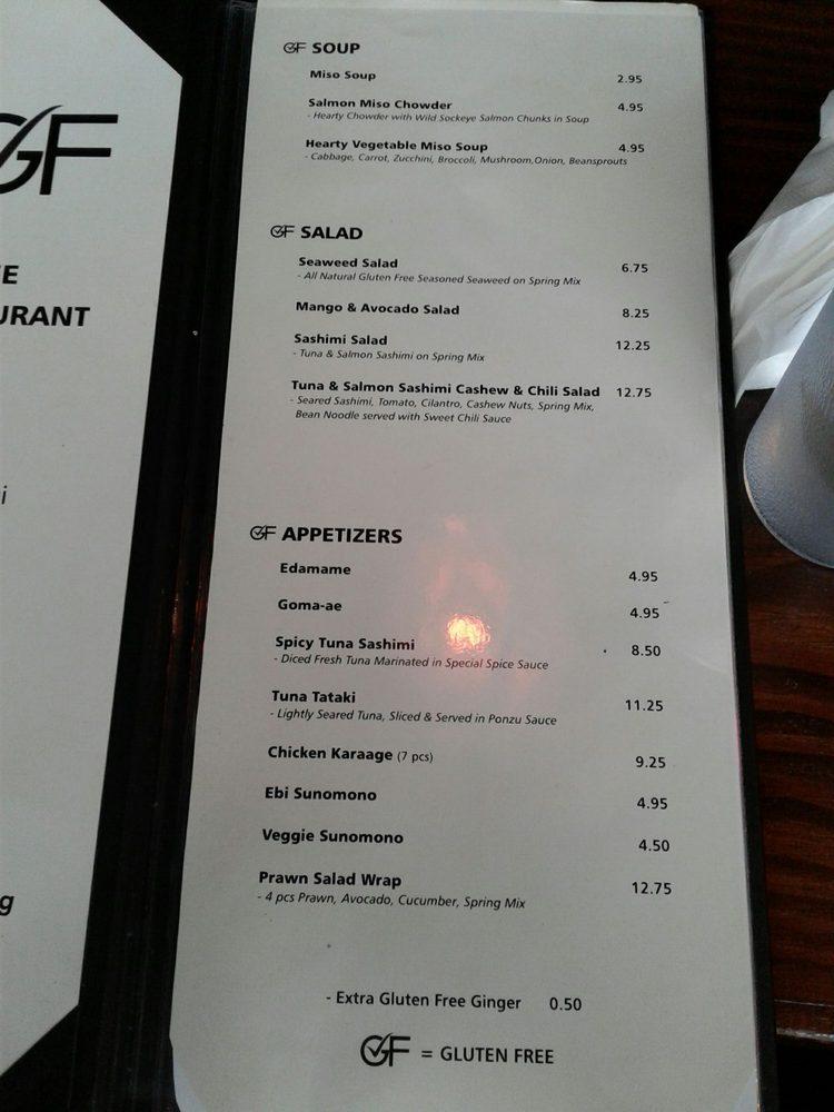 Menu at Iki Japanese Restaurant, Vancouver