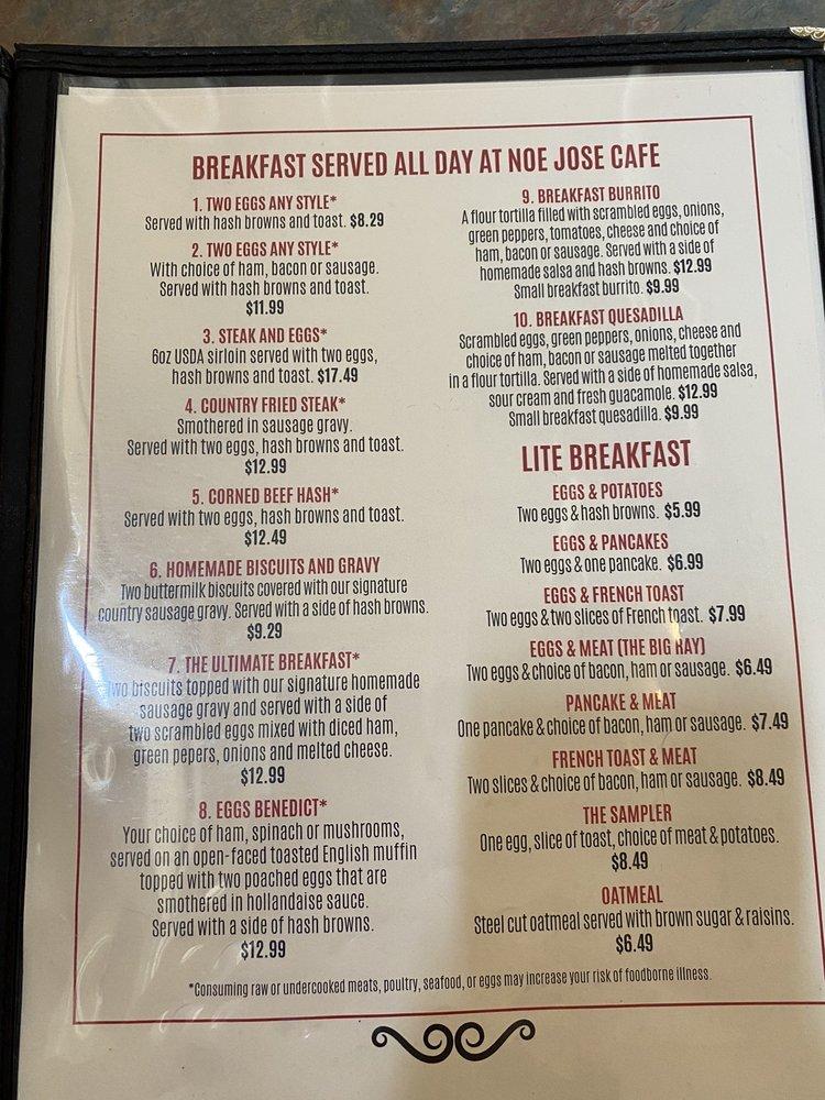 Menu at Noe Jose Cafe Family Restaurant, Oak Harbor