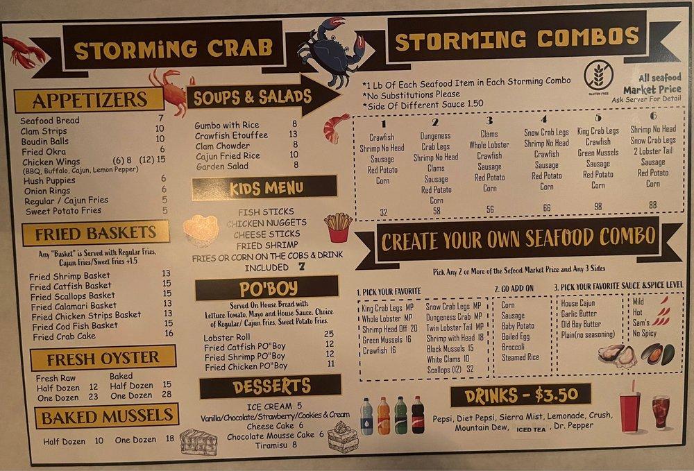 Menu at Storming Crab restaurant, Henderson
