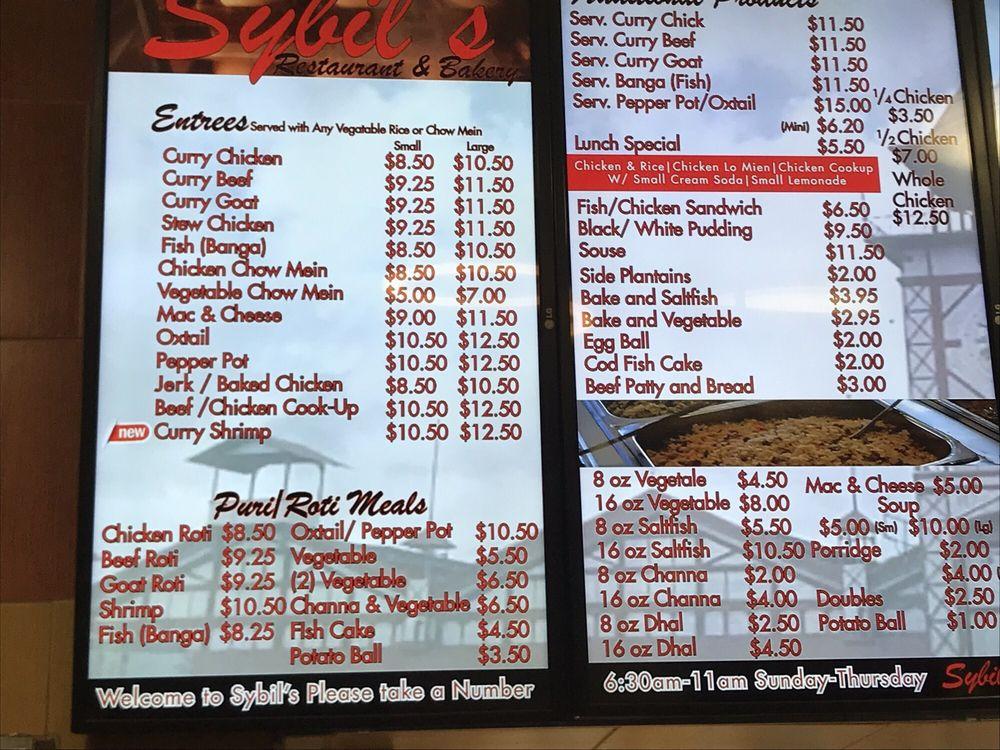 Menu at Sybil's Bakery & Restaurant, New York City, 159-24 Hillside Ave.