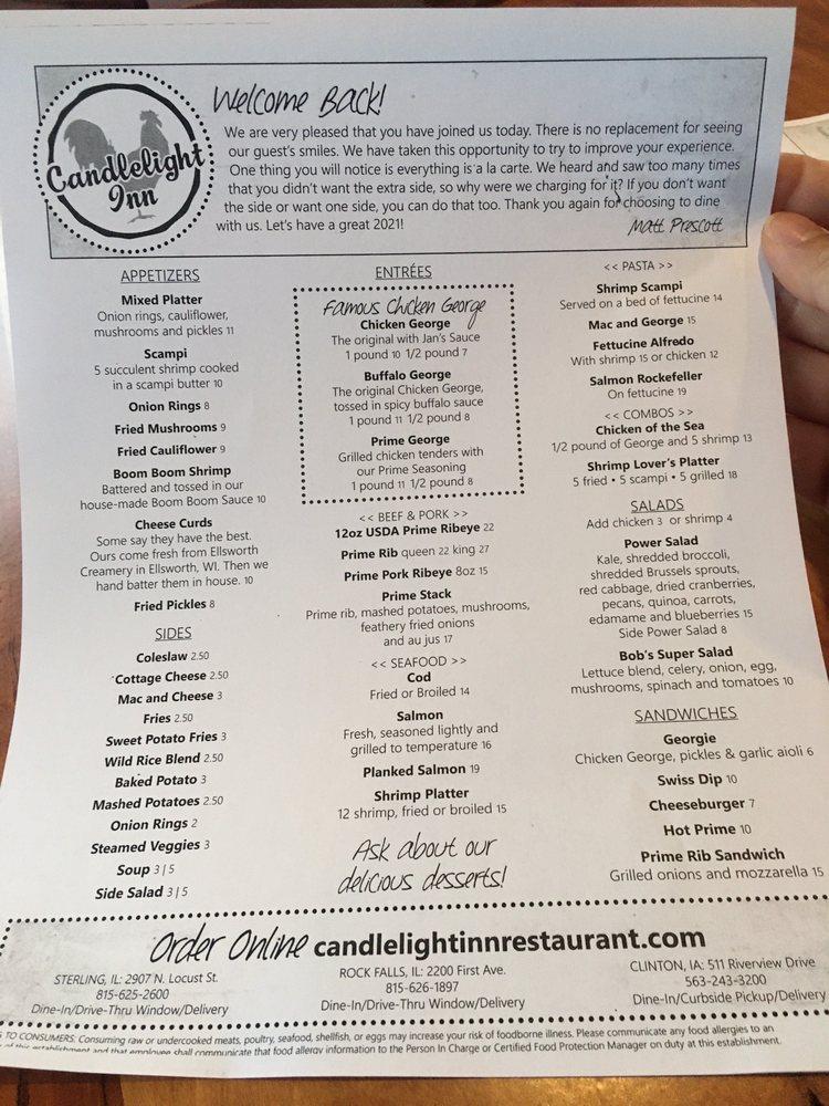 Menu at Candlelight Inn Restaurant - Clinton Iowa, Clinton