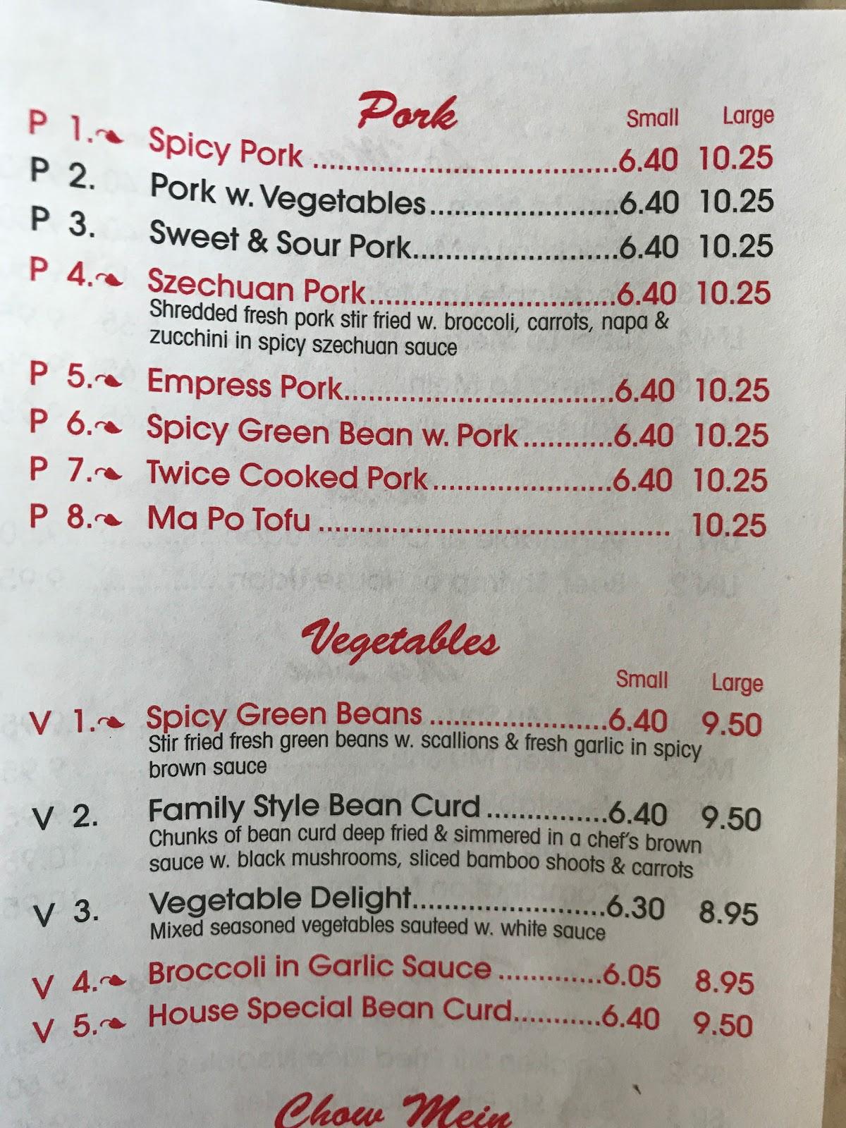 Menu at Yen Ching House restaurant, Englewood