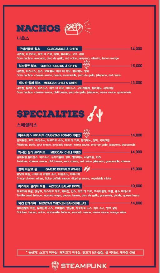 Menu at steampunk restaurant, Seoul