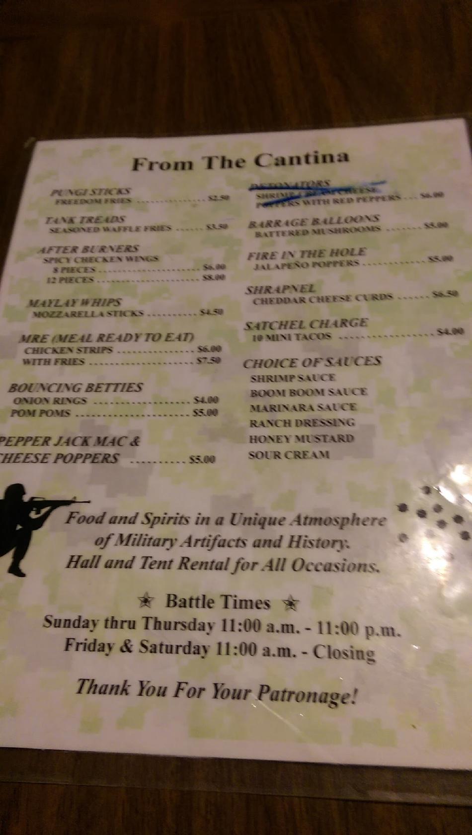Menu at Bunker pub & bar, Waterford