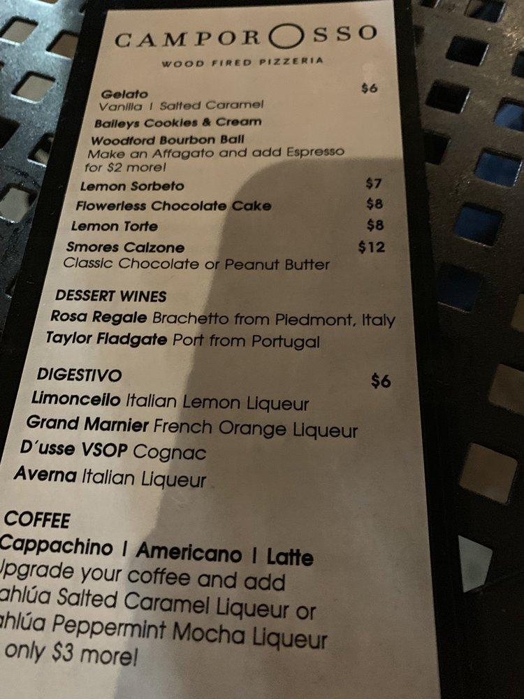 Menu at Camporosso pub & bar, Fort Mitchell