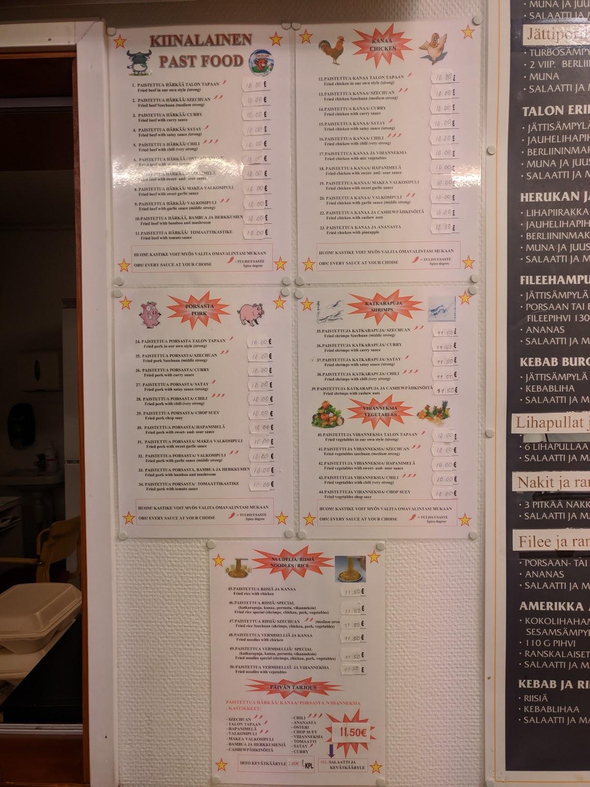 Menu at Hermeli restaurant, Oulu