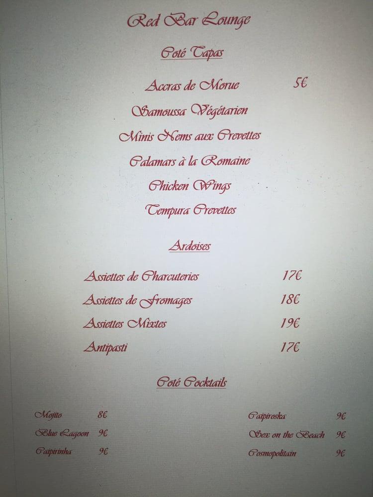 Menu at Red Bar Lounge, Lyon