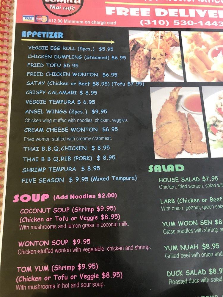 Menu at Lomita Thai Cafe, Lomita