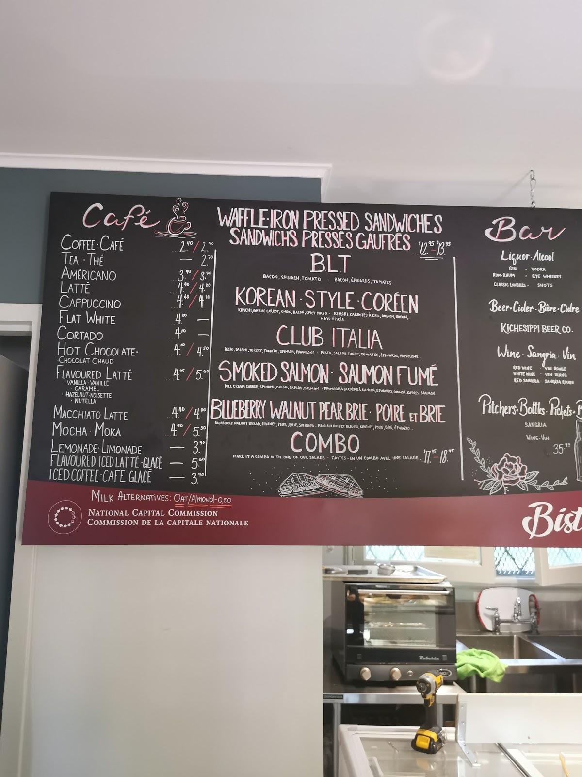 Menu at NCC Patterson Creek Park Bistro restaurant, Ottawa